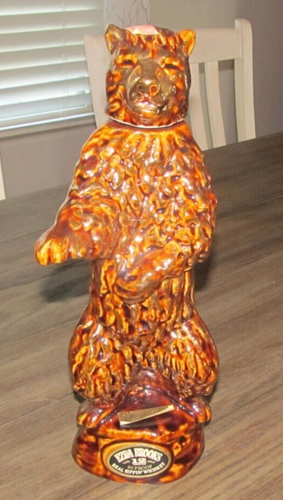 Ezra Brooks Empty Whiskey Decanter Golden Brown Grizzly Bear Vintage ...