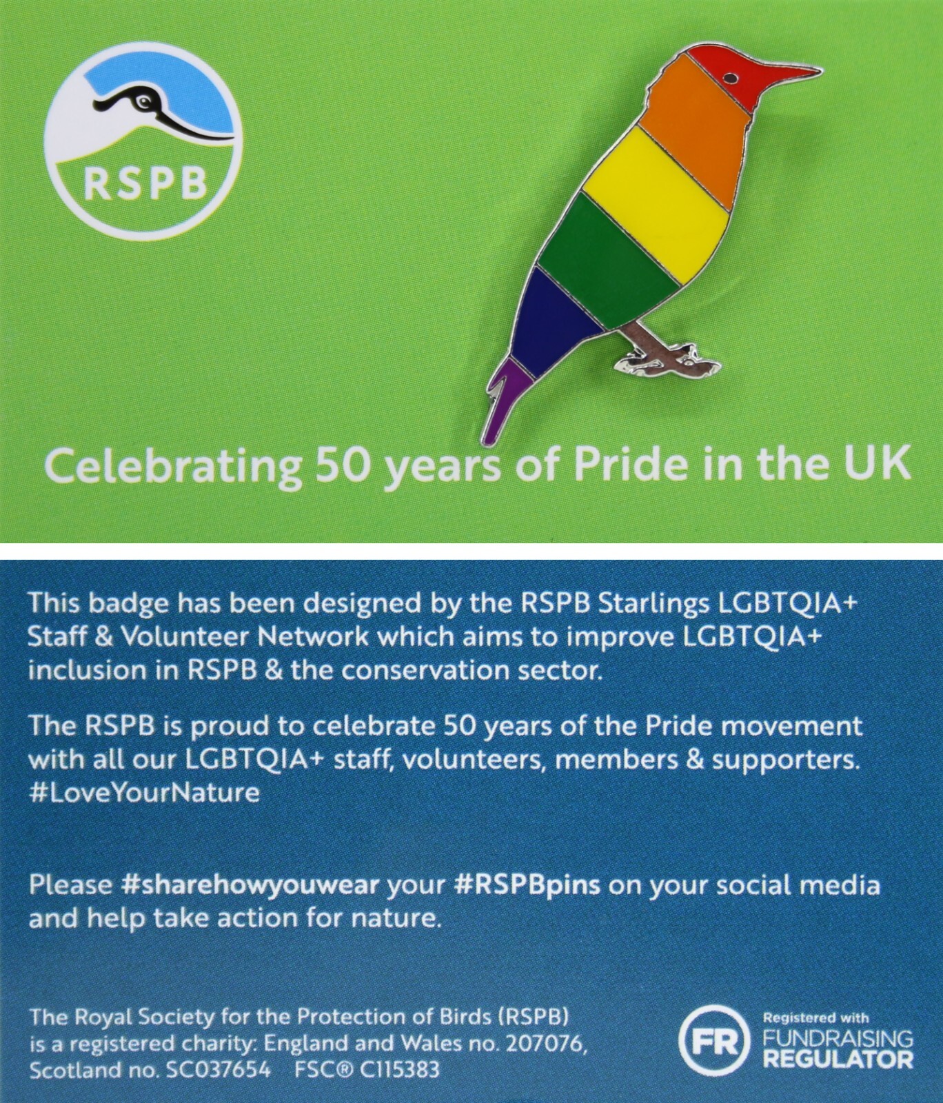 RSPB Pin Badge LGBTQIA+ Starling NIIC P02995 | eBay UK