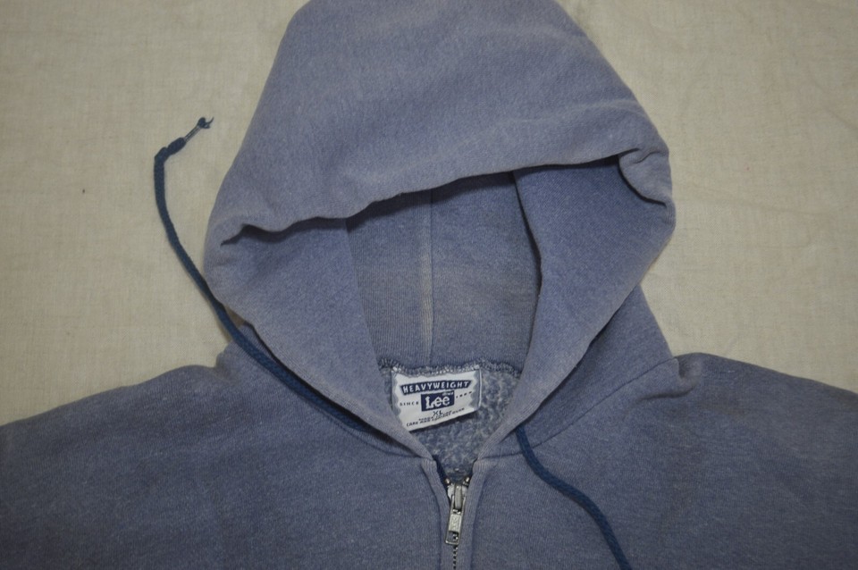 Vintage 90s Lee Heavyweight Full Zip Blank Hoodie Sweatshirt Blue XL ...