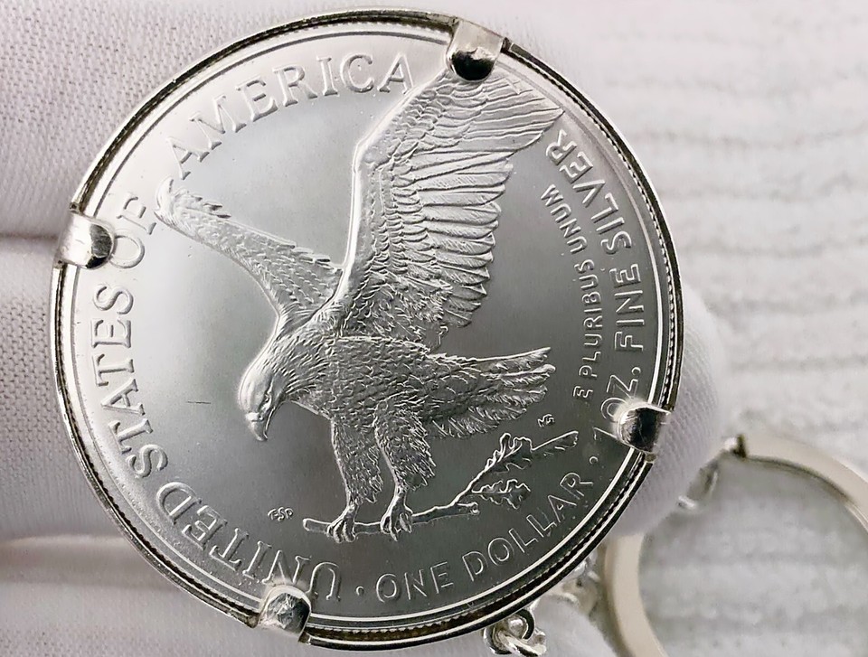 Sterling Silver Diamond (S925) Bezel 1oz Silver *2024* American Eagle ...