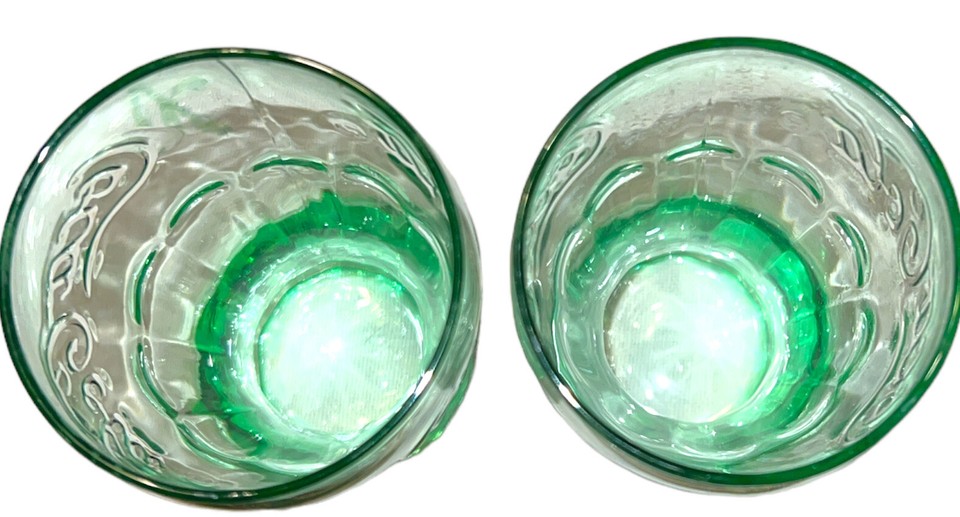 Libbey Colored Green Coca Cola Glasses 4 1/2” Small Clear Glass | eBay