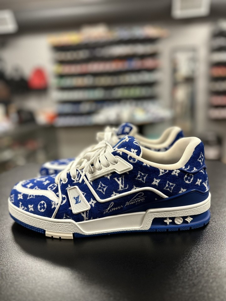Size 9LV/10US - Louis Vuitton LV Trainer Blue 2023 $1260 Retail 100% Authentic | eBay