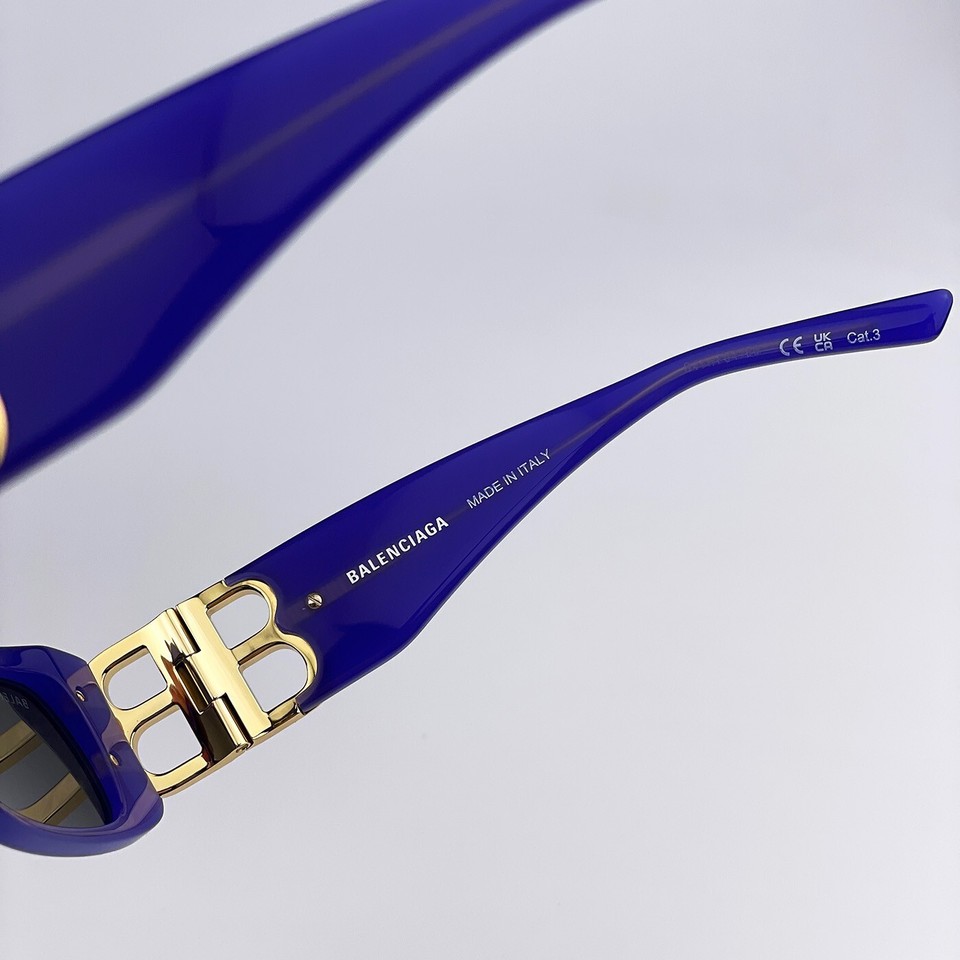 Balenciaga Men Sunglasses Violet Gold Grey Rectangle BB0096S 004 NEW | eBay