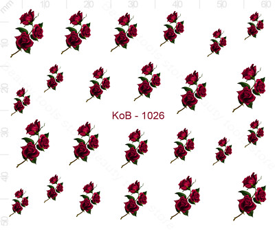 Nail Art Water Transfer Stickers Decal Pretty Red Roses Flowers KoB ...