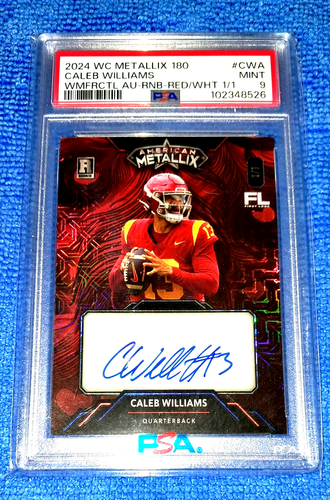 2024 WILD CARD CALEB WILLIAMS RED COLOR MATCH MEGA FRACTAL AUTO 1/1 PSA ...