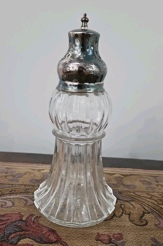 Lady Primrose Dusting Powder Empty Shaker Glass Bottle Silver Plate Top ...