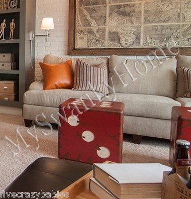 Designer DICE Accent Table Cube Red GAME ROOM Square Bunching Wood ...