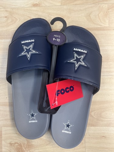 Men’s Dallas Cowboys Team Logo Navy Gray Slides Sandals By Foco Size 9/ ...