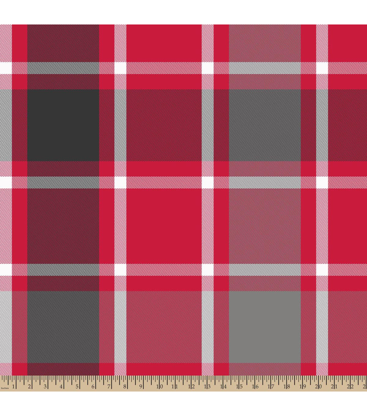 Flannel Fabric BRUNO PLAID RED GRAY Pattern 3 yds X 42 in 100% Cotton ...