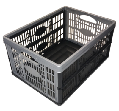 PACK OF 5 - PLASTIC FOLD FLAT STACKABLE STORAGE FOLDING CRATES BOXES 32 ...