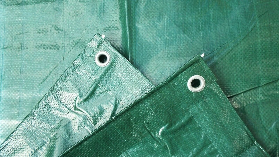 Green TARPAULIN Small-Large Waterproof Sheet Cover Ground Trailer 6 ...