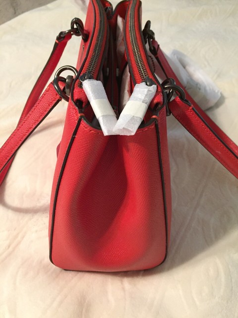 Coach Etta Carryall Crossgrain Leather Deep Red 76938 for sale online ...