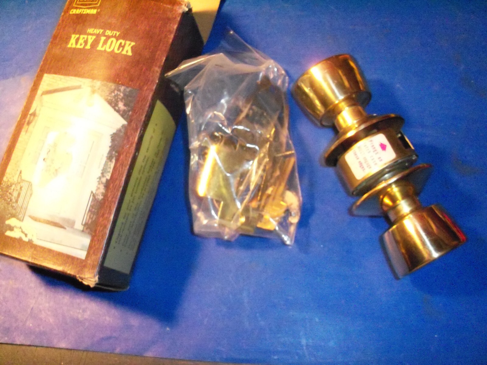 NEW SEARS VINTAGE Door Knob 9-5664 Bright Brass Finish KEY LOCK OEM MB1 ...