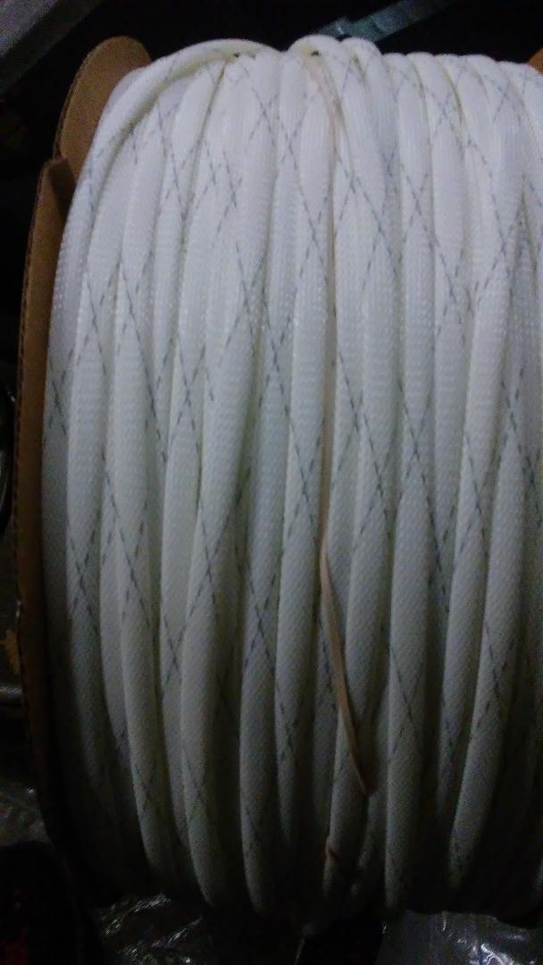New spool 3/8" white braided expandable fire retard sleeving 3000 feet ...