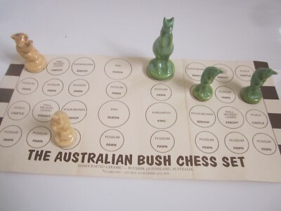 Australian Bush Chess set handcrafted ceramic Full Set Travel Game Box ...