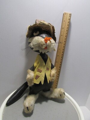 Vintage Jestia T.K.R. NO 725 Black Cat Hillbilly Toy Leather Felt Straw ...