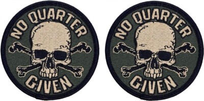NO Quarter Given Skull Bones Embroidered Patch | 2PC iron on or Sew 3 ...
