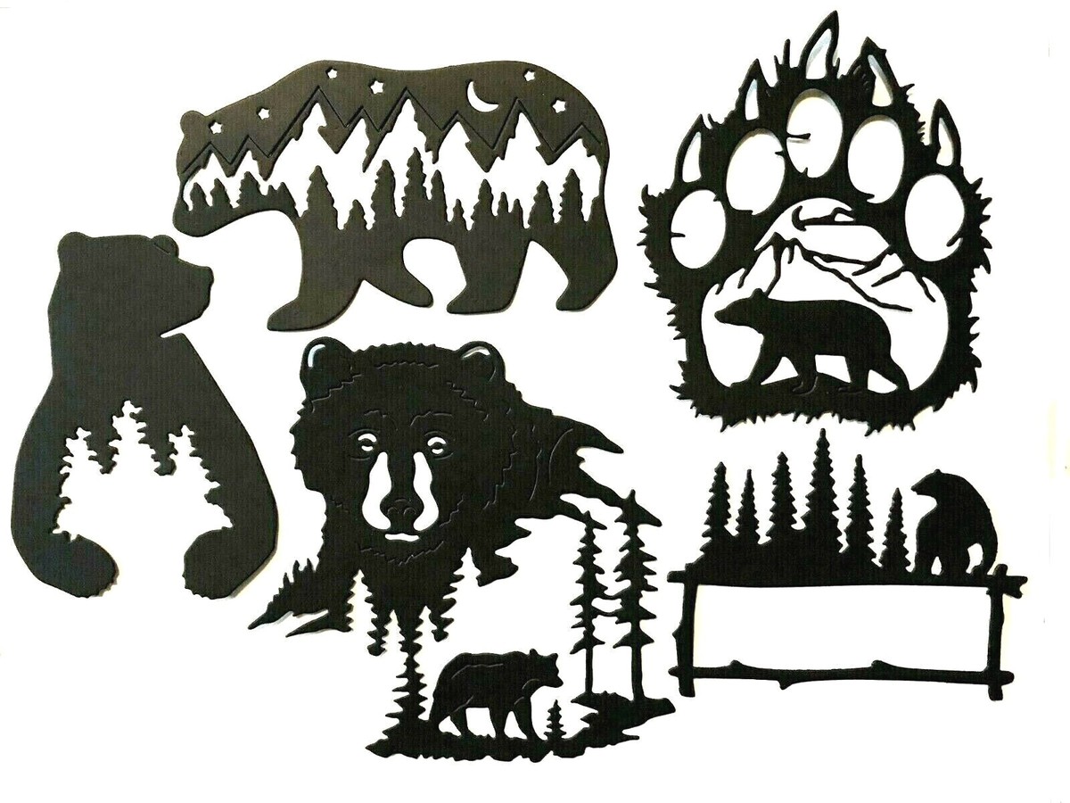 Black Bear Silhouette With Trees