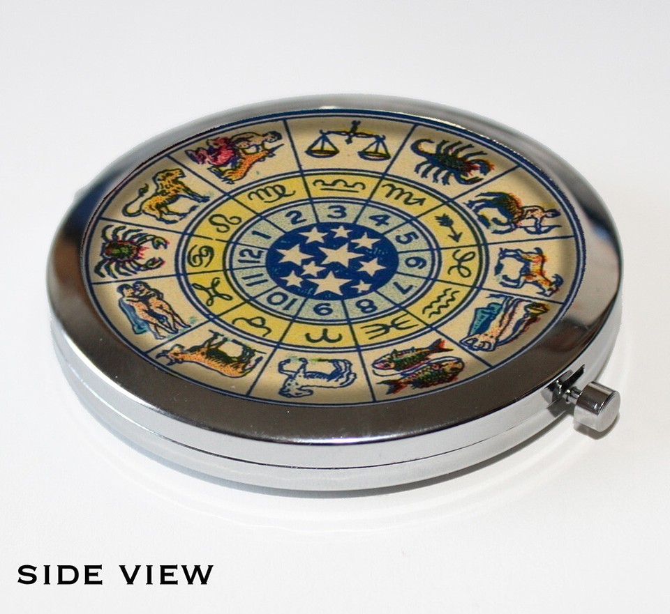 Vintage Zodiac Compact Mirror Occult Celestial Astrology - Make Up ...
