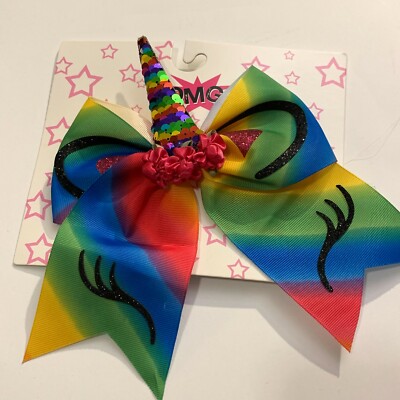 NWT! Danbar Girls Unicorn Jumbo Hair Bow Clip Rainbow Sequin Horn ...