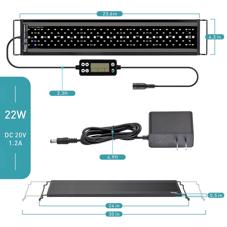 hygger LED Aquarium Planted Light w/ Timer 12 18 24 30 36 48 inch 24/7 ...