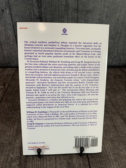 Secession Debated : Georgia's Showdown In 1860 by Craig M. Simpson ...