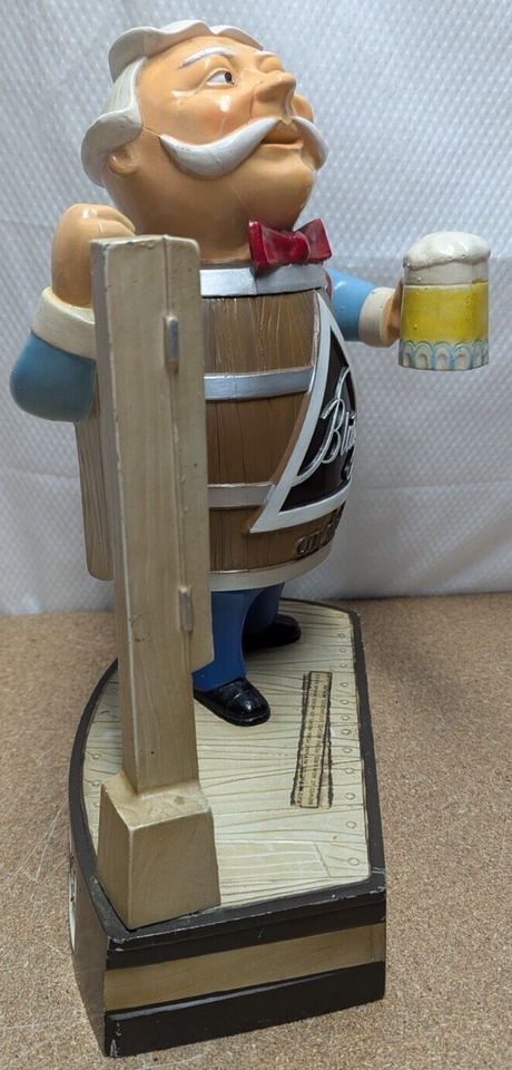 Vtg Blatz Beer on Draft Barrel Man Statue with Mug Cast Metal Sign 15 3 ...