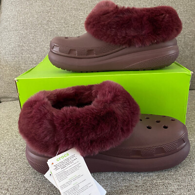 Women's Crocs Furever Crush Lined Platform Clogs 208446-6WD Dark Cherry ...