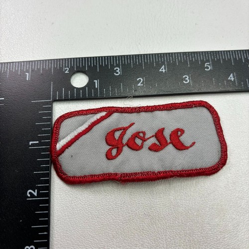 USED Retro RED STRIPE CURSIVE JOSE Name Patch (Uniform Mechanic Worker ...