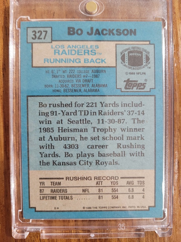 1988 Topps Bo Jackson #327 Super Rookie Card Rare Gem 💎 🔥 | eBay
