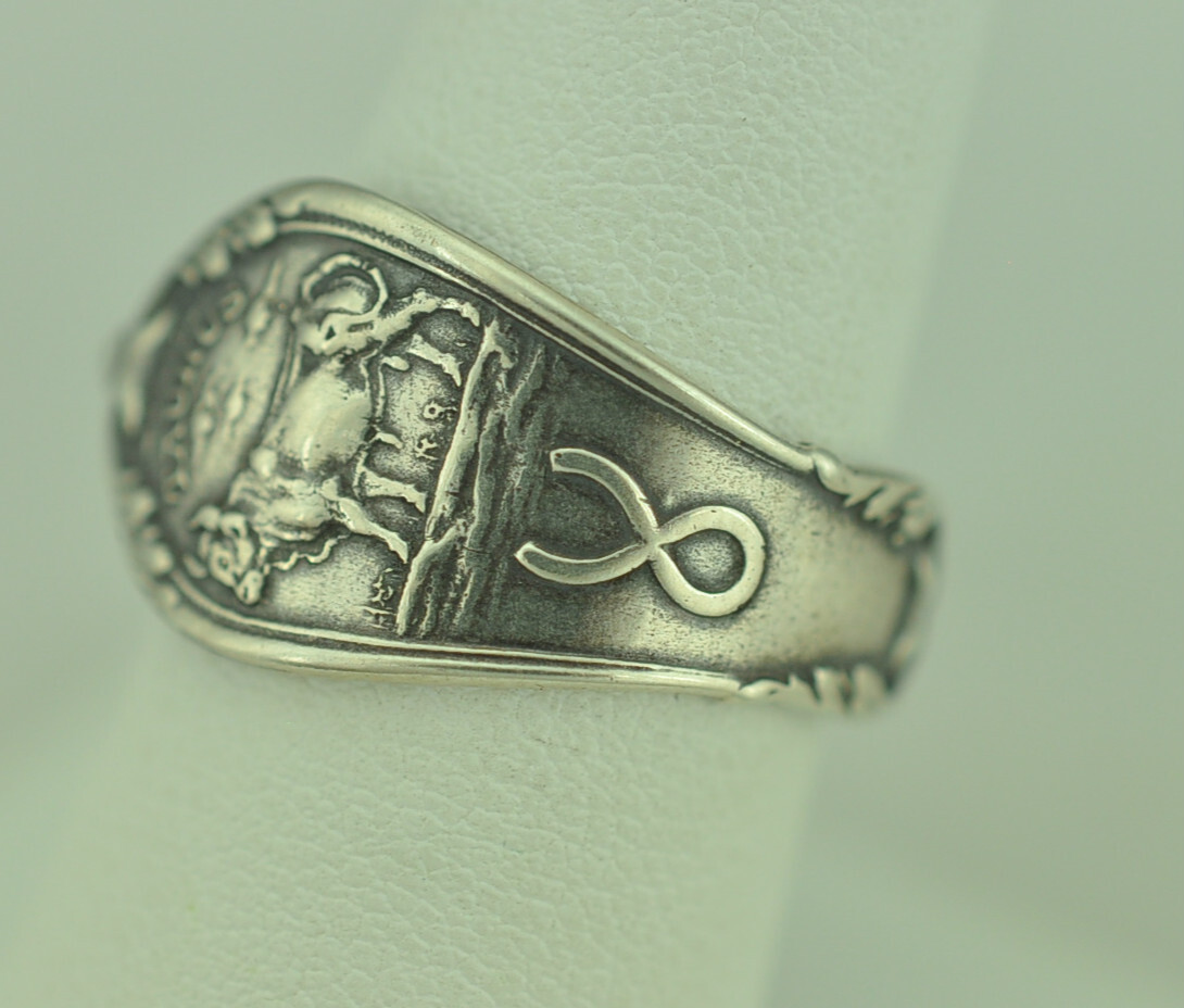 925 Sterling Silver Taurus Zodiac April Birthday Adjustable Spoon Ring ...