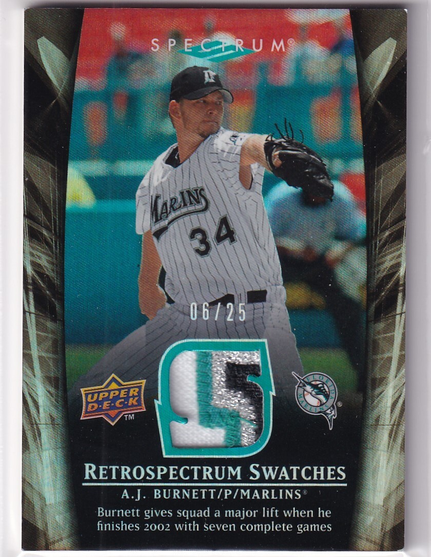 2008 Upper Deck Spectrum Baseball Limited Swatch A.J. Burnett #06/25 | eBay