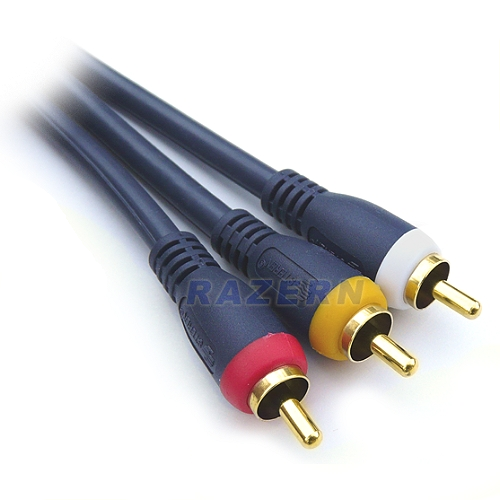 NEW 3 ft Steren 3-RCA premium gold plated A/V AV audio video cable | eBay