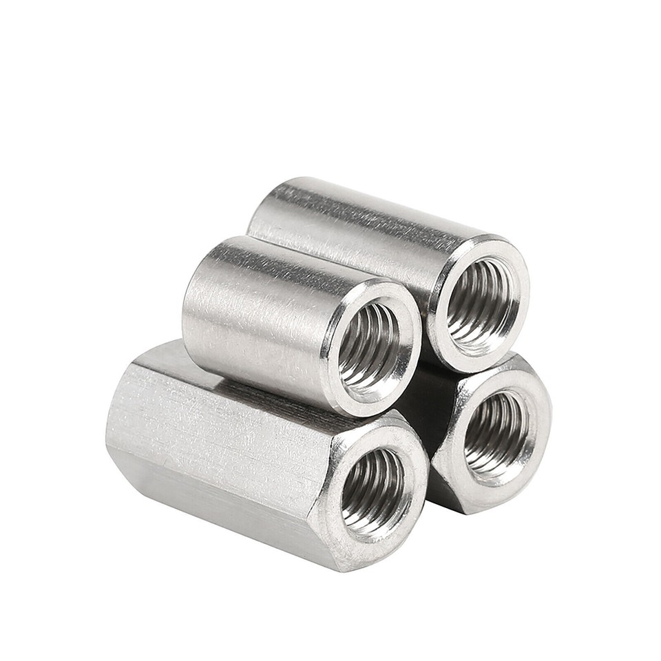 HEX / ROUND STUD CONNECTOR NUTS A2 STAINLESS STEEL THREADED ROD BAR ...