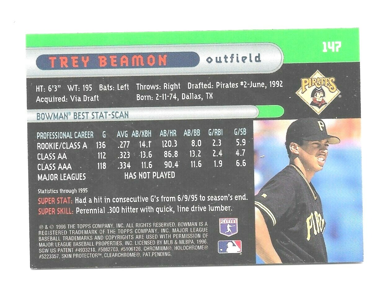1996 Bowmans Best Rookie Trey Beamon Pittsburgh Pirates 147 | eBay