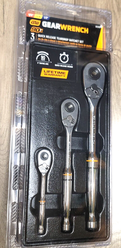New! Gearwrench 3pc Full Polish 90-Tooth Quick Release PRO Ratchet Set ...