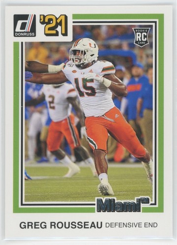 GREG ROUSSEAU 2021 CHRONICLES DRAFT ROOKIE DONRUSS #26 RC | eBay