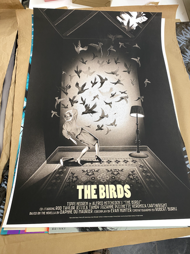 the birds 2016 by adam simpson mondo art poster screenprint hitchcock ...