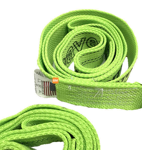 2-Pack 8' Hi-VIZ Green DIAMOND WEAVE Chevron Wheel Lift Strap Finger ...