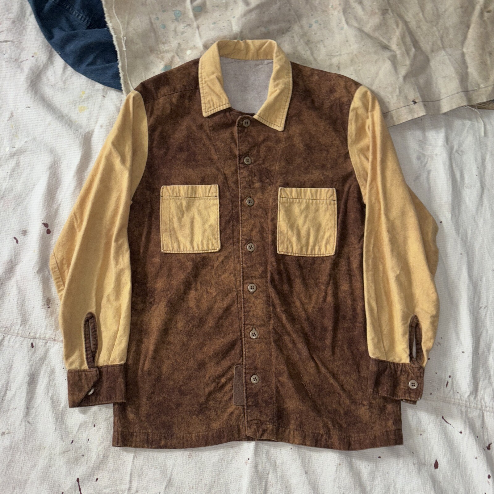 Vintage 1940s 50s Two Tone Color Block Flannel Shirt - Gem