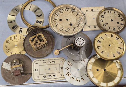 Vintage Assorted Clock Dial & Parts Lot - Watchmaker Replacement Repair ...
