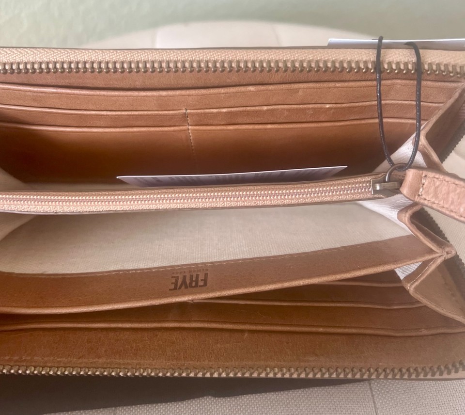 Frye Melissa Zip Around Leather Wallet Beige | eBay