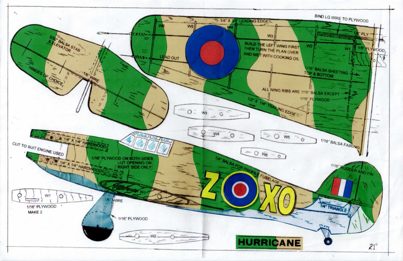 1/2 A profile British WW-II Hurricane U-Control plans | eBay