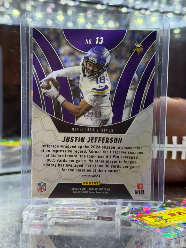 2025 PANINI MOSAIC #13 JUSTIN JEFFERSON ELEVATE BLUE REACTIVE PRIZM VIKINGS | eBay