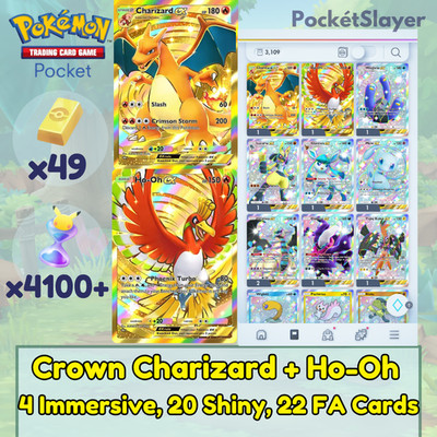 Pokemon TCG (Trading Card Game) Pocket 2 Crown Charizard + Ho-Oh | 4100 ...