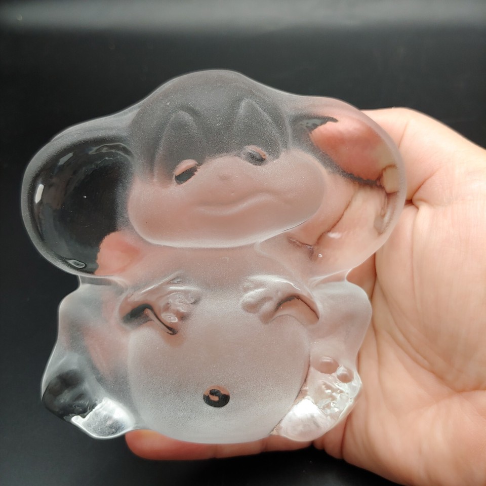 Art Glass Mouse Paperweight Figurine, 4" Heavy Clear Crystal Cute ...