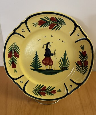 Henriot Quimper HB SOLEIL YELLOW Breton Man 9 1/2” Plate Handpainted ...