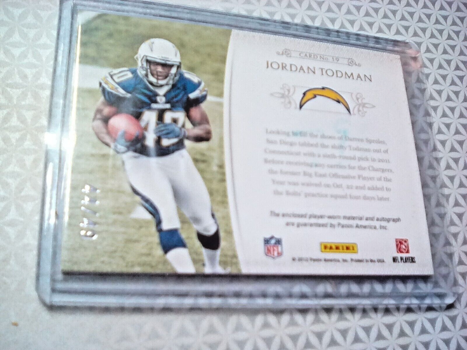 JORDAN TODMAN 2012 PANINI NFL GEAR CARD 44/49 AA48 | eBay