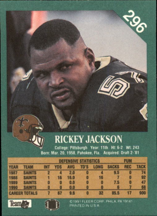 1991 Fleer Football Card #296 Rickey Jackson | eBay