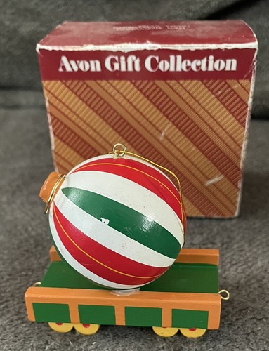 Vintage 1987 AVON Wooden Christmas Ornament Train Cookie Car | eBay